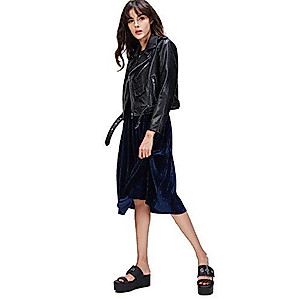 LY VAREY LIN Women's Faux Leather Motorcycle Jacket PU Slim Short Biker Coat (XL, Black)