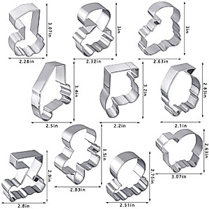 10 Pieces Numbers Cookie Cutters Number Shapes Vintage Cookie Cutter Birthday Number Cookie Mould for Home Kitchen Baking Biscuit Birthday Baby Shower Party Supplies