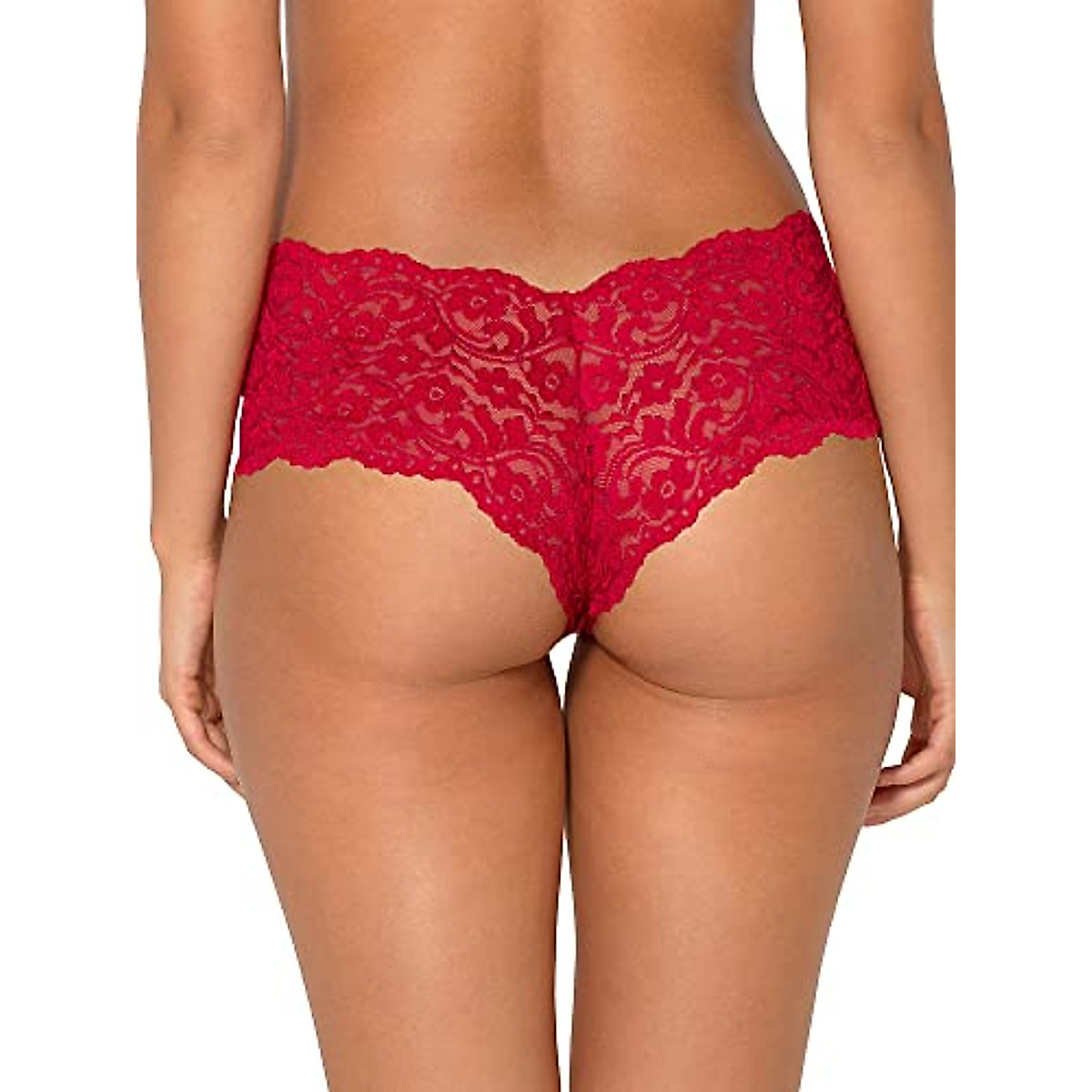 Smart & Sexy womens Signature Lace Cheeky Panty 2 Pack Underwear, No No Red/Black Hue, 8 US