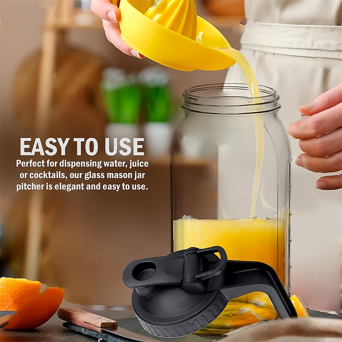 2 Pack 64 oz Pitcher With Lid, Glass Pitcher With Lid, Leak-Proof Airtight Mason Jar Pitcher, Sun Tea Jar, Glass Pitcher, Sun Tea Pitcher for Ice Tea, Cold Brew Coffee, Breast Milk, Juices