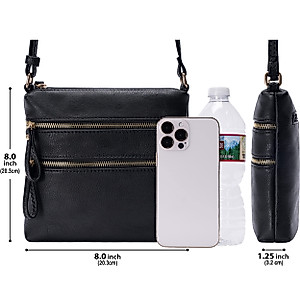 Solene Crossbody Bag Functional Multi Pocket Double Zipper Purse with Adjustable Strap-WU085(Black)