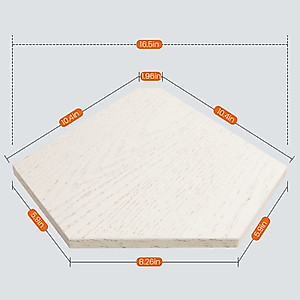 Homode Corner Shelf Wall Mount, Set of 2 Corner Floating Shelves with Cord Hole for Speaker, Cable Box, 2 Tier Wood Hanging Storage Shelf for Bathroom Living Room Bedroom, White