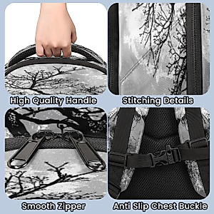 YoCosy Black Bird Grey Gothic Skull Tree Backpack School Bookbag Laptop Purse Casual Daypack for Teen Girls Women Boys Men College Travel