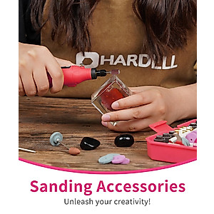 HARDELL Rotary Tool Accessories, 227pcs Power Rotary Tool Accessories Kit, 1/8"(3.2mm) Diameter Shanks, Universal Fitment for Easy Cutting, Polishing, Sanding, Carving, Grinding(Pink)