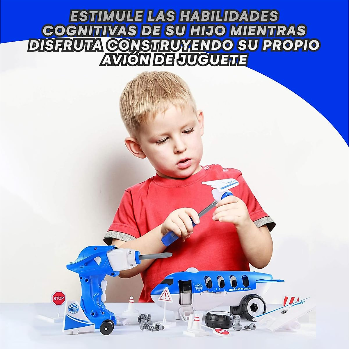 Electric Drill Airplane Take Apart Toy | Convert to Remote Control | Easter Gift for Boys 3-7 | Build Realistic Plane for Toddlers | Assembly Set with Screwdriver | Kids' Aeroplane Toy