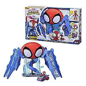 Spidey and His Amazing Friends Marvel Web-Quarters Playset with Lights and Sounds, Includes Spidey Action Figure and Toy Car, for Kids Ages 3 and Up,F1461