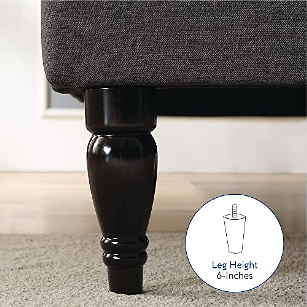 DeCoro Coventry Upholstered Platform Bed | Headboard and Metal Frame with Wood Slat Support | Grey, Queen Size