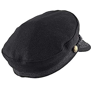 The Hat Depot 1400CD1970 Winter Unisex 100% Wool Greek Fisherman's Hat (S/M, Black)