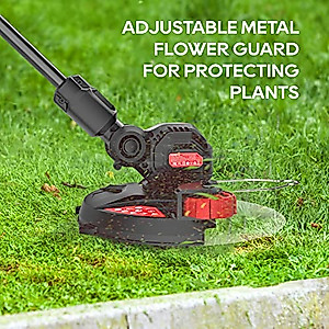 Ecomax 12" Cordless String Trimmer & Edger, 18V Electric Weed Wacker with 2Ah Battery and Charger, Lightweight Weed Eater, Edger Lawn Tool with 90 Degree Adjustable Head for Yard and Garden, ELG03