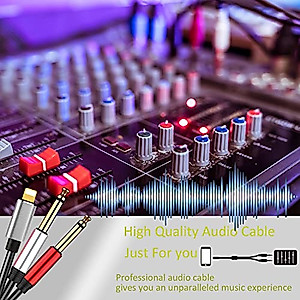 WUSERNING iOS Port to 2-Male 6.35mm (1/4 inch) TS Mono Stereo Y-Cable Splitter Compatible for iPhone,iPad,iPod,Amplifier,Mixing Console,Speaker,etc(6.6Feet)