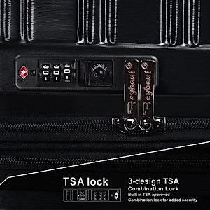 Feybaul Luggage Suitcase PC+ABS with TSA Lock Expandable Hardshell Carry On Luggage with Spinner Wheels 20in 24in 28in, Black 28 in , L(28 Inch Expandable Luggage), 968