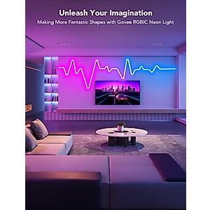 Govee Neon Rope Lights RGBIC, 16.4ft LED Strip Lights Music Sync, Customizable DIY Design, Works with Alexa Google Assistant, Personalized Neon Lights for Gaming Room Wall Decor (Not Support 5G WiFi)