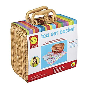 Alex Pretend & Play Tea Time Basket Kids Tea Set, 19 Piece