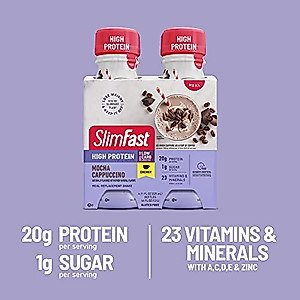 SlimFast Advanced Energy High Protein Meal Replacement Shake, Rich Chocolate, 20g of Ready to Drink Protein with Caffeine, 11 Fl. Oz Bottle, 4 Count (Pack of 3) (Packaging May Vary)