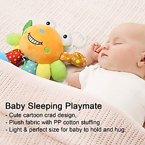 MARUMINE Baby Car Seat Toys with Tug Music, Infant Soft Plush Rattle, Early Development Hanging Stroller Toys for 0, 3, 6, 9, 12 Months Newborn Boys Girls Gifts