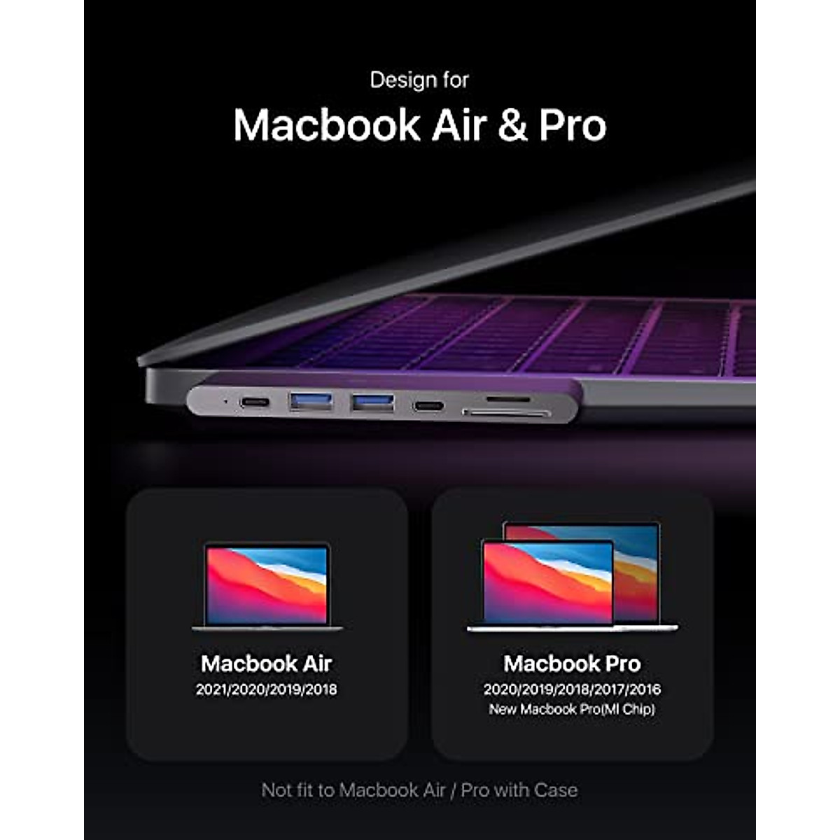 [2023 Upgraded] andobil 7-in-2 USB C Hub Adapter for MacBook Pro 2021-2016/ MacBook Air 2020-2018, 2 USB 3.1 & USB Data Ports, 4K HDMI, SD/TF Card etc, The Space Grey