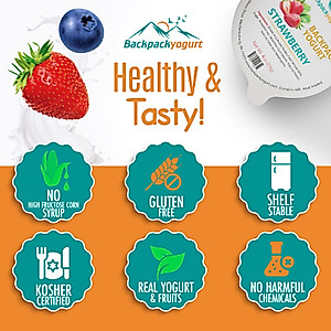 Backpack Yogurt, Strawberry 4 oz. (48 count) - Real Fruit Yogurt - No Fridge Needed - Kosher Certified - Gluten Free Snack For All Ages