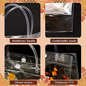 Paterr 24 Pcs Thanksgiving Clear Gift Bags with Handles Thanksgiving Gift Bags Fall Gift Bags Thanksgiving Treat Bags Pumpkin Gift Bags 7.87 x 7.87 x 3.15 Inches for Autumn Thanksgiving Party Supplies