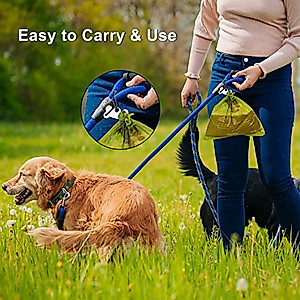 2 Pack Dog Poop Bag Holder for Leash Attachment - Waste Bag Dispenser for Leash - Fits Any Dog Leash - Portable Set with Hand Free Holder Metal Carrier (Each Bag Includes 1 Holder), 2 Pack Set