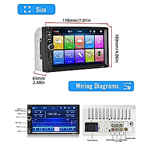 Car Radio Double Din Car Stereo, Rimoody 7 Inch Touch Screen Car Radio with Bluetooth Mirror Link USB FM Radio Audio Receiver Head Unit with Backup Camera Remote Control