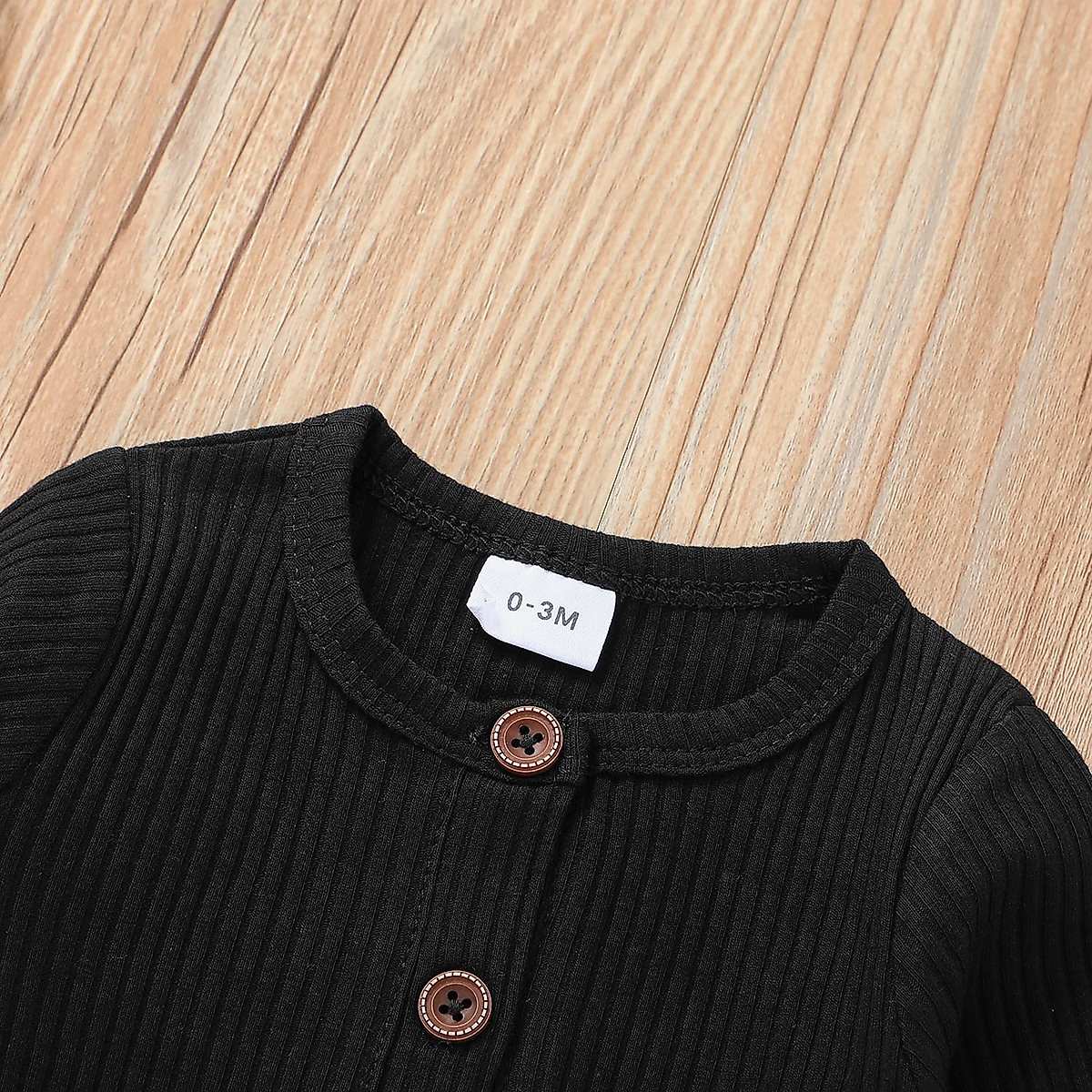 Lala Bear Baby Girl Boy 2 Pack Solid Long Sleeve Romper Bodysuit Clothes Black & White 12-18 Months