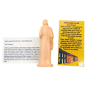 St Joseph Statue Home Selling Kit with Magnetic Holy Card for Refrigerator with Instruction Card Real Estate Patron Saint Pack