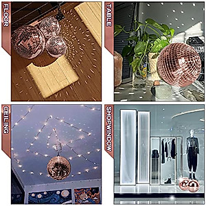 Mirror Ball for Disco DJ Club Party Wedding Home Decor, Muscab 8 Inch Disco Ball with Hanging Ring, Rose Gold