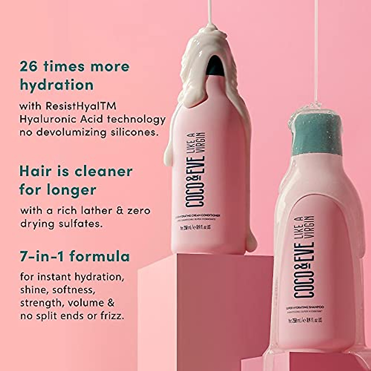 Coco & Eve Like a Virgin Super Hydrating Shampoo & Conditioner. Natural, Sulfate free Hair Care with Argan Oil, Coconut and Avocado Oil. For Dry Damaged, Color Treated Hair, Anti Frizz (8.4fl oz each)