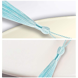 VAPKER 30 Pieces Light Blue Tassels 13cm/5-Inch Silky Handmade Soft Mini Tassels Floss Bookmark Tassels with 2-Inch Cord Loop for Jewelry Making, DIY Projects, Bookmarks