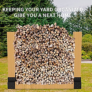 Foozet Firewood Rack Outdoor with Wood Screws Log Rack Heavy Duty Steel Adjustable to Any Length Station Firewood Bracket Kit Black Medium