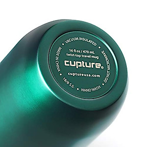 Cupture TWIST-TOP Vacuum-Insulated Stainless Steel Travel Mug, 16 oz, Emerald Green