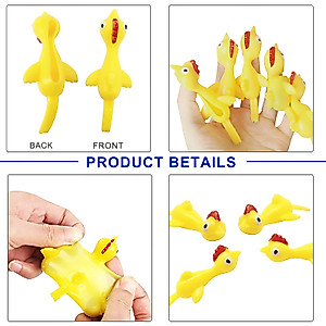 TIBDALA Slingshot Chicken Rubber Chicken Flick Chicken Flying Chicken Flingers Chicken Stretchy Toys, Funny Christmas Stuffers Easter Chicks Party Activity Novelty Gifts for Kids