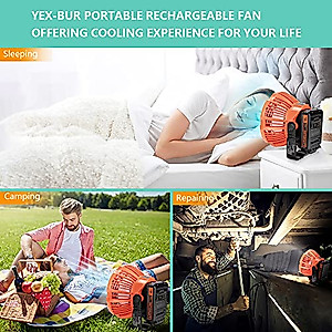 YEX-BUR Portable Camping Fan for Black & Decker, Rechargeable Personal Desk Tent Fan with Foldable Hook,Remote Control 4H Timer for Black & Decker 20V Li-ion Battery Cordless Fan for Camping, Office, Travel