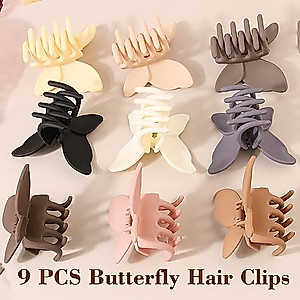 Seneeel 9 PCS Butterfly Hair Clips, 2.7" Medium Butterfly Clips for Thick Thin Hair, Non Slip Cute Matte Hair Claw Clip for Women, Natural Color