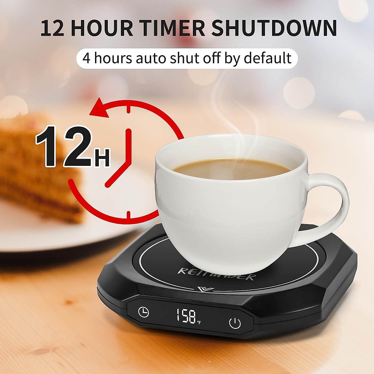Coffee Mug Warmer, Smart Electric Cup Warmer with 3 Temperature Setting, Beverage Warmer Auto Shut Off & 1-12H Timer, Candle Warmer for Desk Home Office, Best Birthday Present Ideas