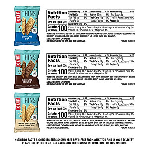 CLIF BAR Thins - Variety Pack - Crispy Snack Bars - Made with Organic Oats - Non-GMO - Plant-Based - 100 Calorie Packs - Amazon Exclusive - 0.78 oz (Pack of 3)