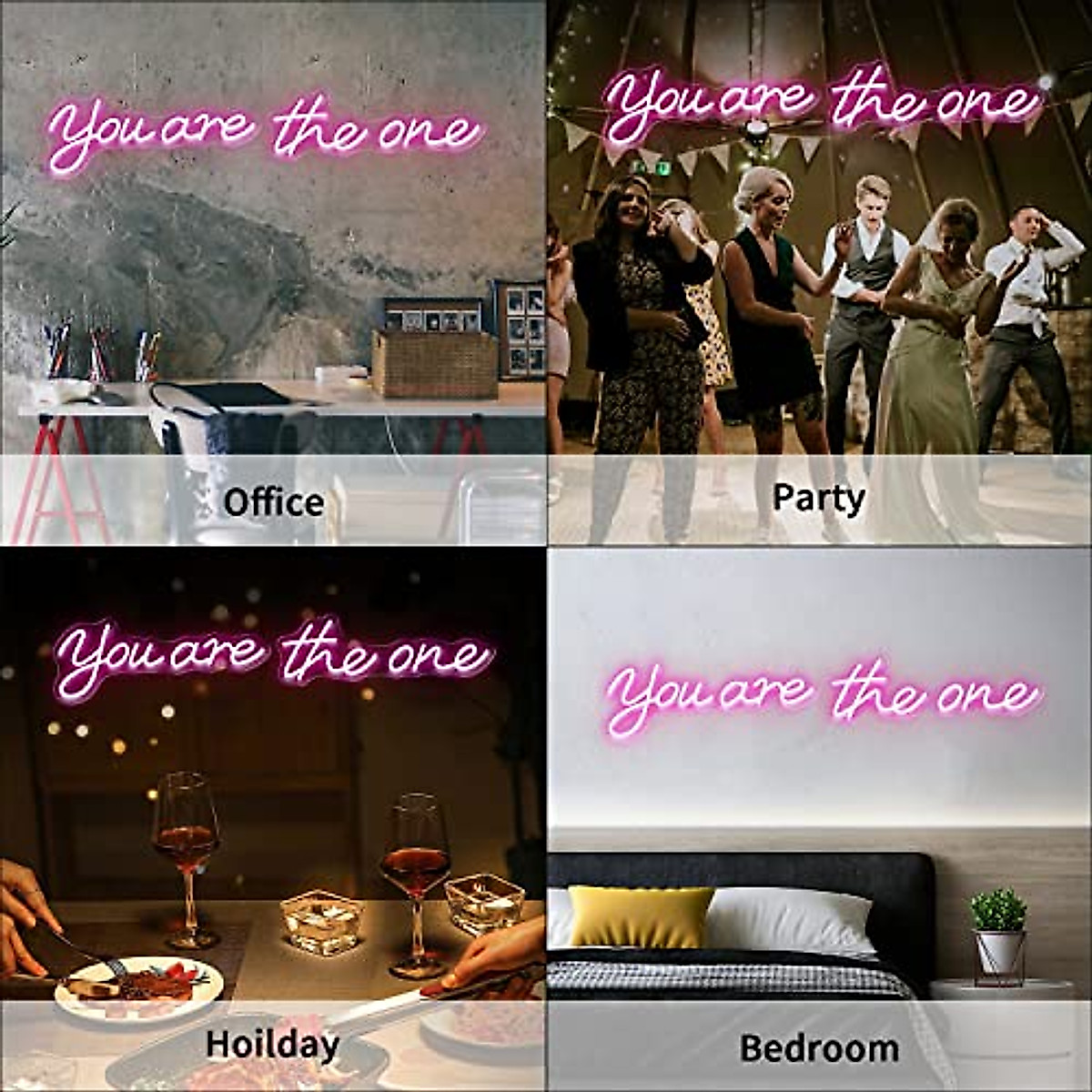 You are the one Neon Sign with Dimmable LED Neon Night Wall Decor for Bedroom Decor, Home, Bar, Party, Club, Engagement, Girls Birthday Decor Neon Wall Light Pink