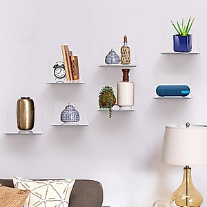 PHEZEN 4 Pcs Floating Wall Shelf Holder, Invisible Floating Bookshelf Heavy Duty Wall Mounted Hallway Kitchen Bathroom Supplies Book Organizer Metal Shelves Holder Display Stand Type 5