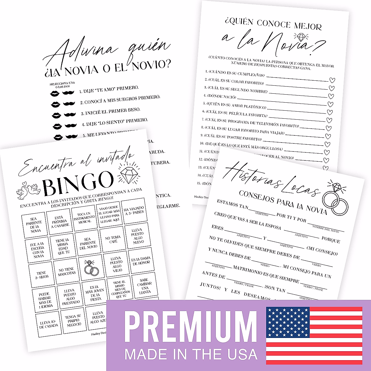 Minimalist Spanish Bridal Shower Games 20 Guests - Juegos Para Despedida De Soltera En Español, Wedding Shower Games, Bridal Shower Bingo In Spanish, Popular Bridal Shower Games Spanish Edition
