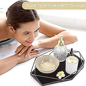 Mili Home Black Decorative Tray Large Perfume Tray Bathroom Trays Makeup Trays for Vanity, Perfume Organzier and Holder, Coffee Table Decor