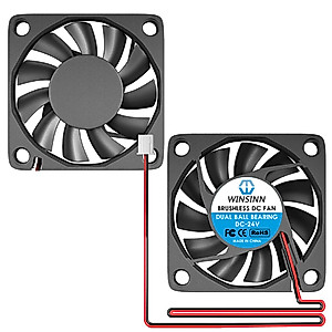 WINSINN DC 60mm Fan 24V 6010 Dual Ball Bearing Brushless Cooling 60mmx10mm 2PIN (Pack of 2Pcs)