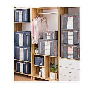 RTBQJ-AT Frame Storage Box, Large-Capacity Clothes Storage Containers ​with Transparent Windows and Handles, ​Mobile Storage Artifact for Bedding, Clothes, Closet, Bedroom (2 pieces large)