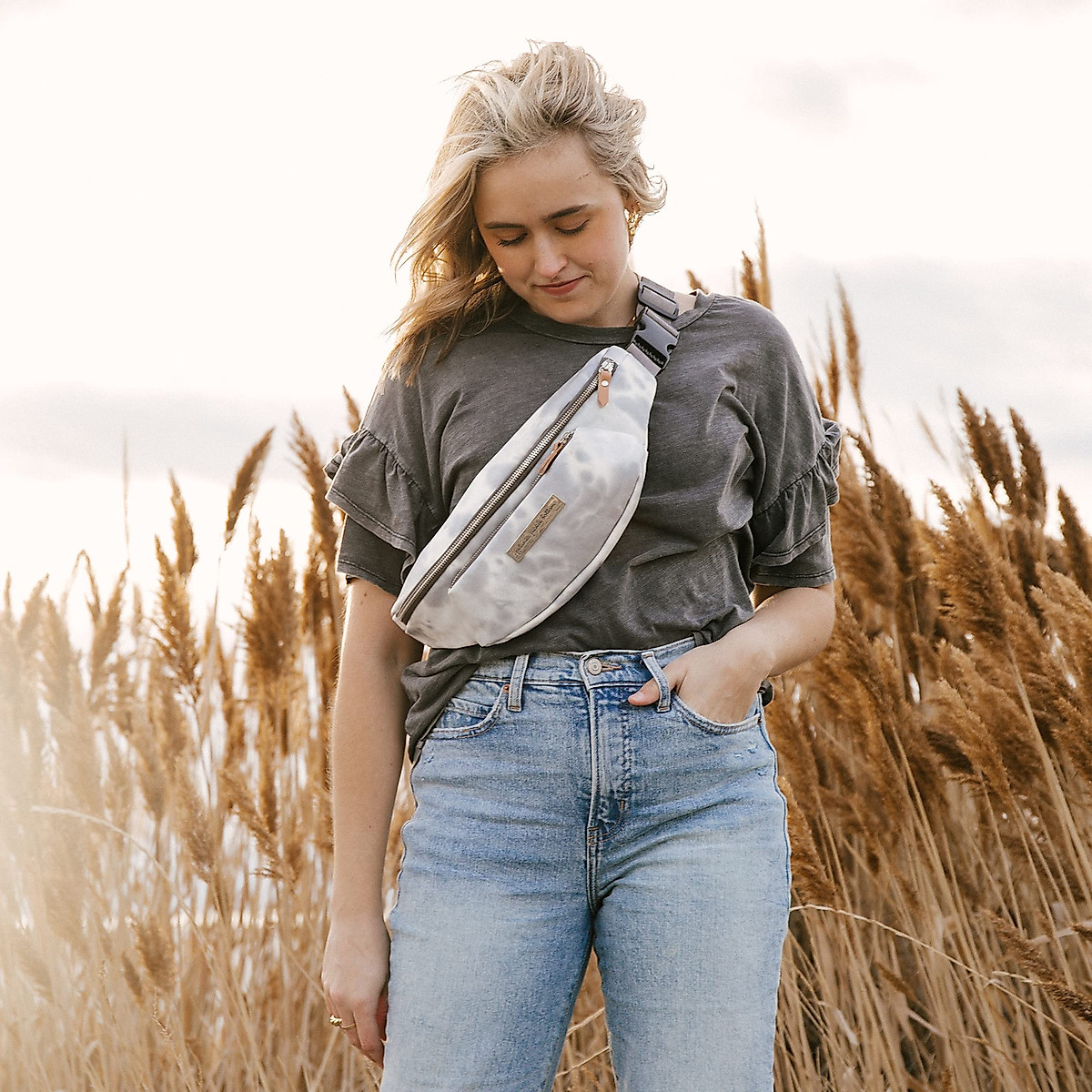 Petunia Pickle Bottom All Around Belt Bag - Everywhere Belt Bag for Parents - Better Than a Fanny Pack Belt Bag - Water Resistant and Easy-to-Clean Belt Bag for On-The-Go Moms and Dads - Smoked Swirl