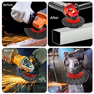 Wire Cup Brush Set Packaged with 4 different Wire Wheel Brushes for Angle Grinder 4 1/2 Angle Grinder and 5/8”-11 Thread Arbor(4 Packs )