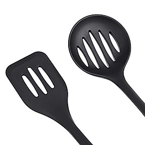AmazonCommercial Non-Stick Heat Resistant Silicone Cooking Utensil Set, Set of 8 Utensils, Black