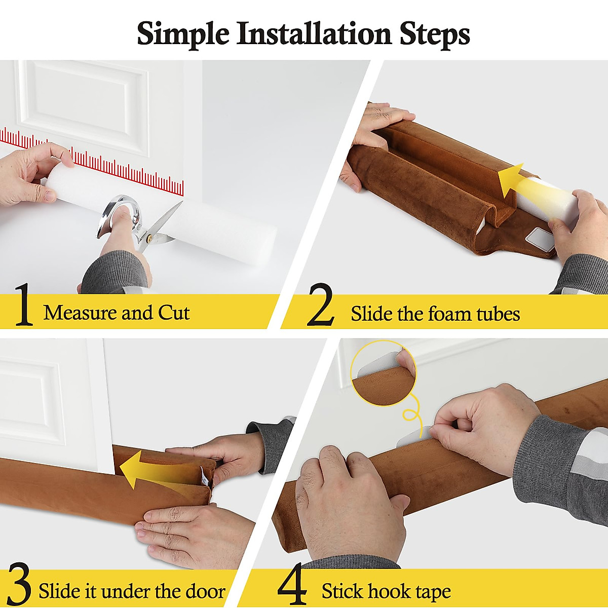 fowong Door Draft Stopper 36 Inch Soundproofing Draft Stoppers Seal for Interior Exterior Doors, Adjustable Window Breeze Blocker, Brown