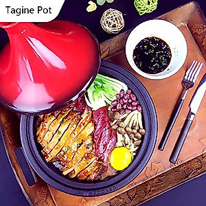 Enameled Cast Iron Tagine Pot Moroccan Cooking Pot Tajine Cookware with Cone-Shaped Closed Lid And Base for Stew Casserole Slow Cooker (Lemon Yellow)