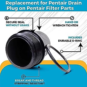 Swimables Filter Drain Plug Compatible with Pentair FNS Plus, Clean and Clear Plus and Quad DE Filters 190030 | Compatible with Pentair Drain Plug on Pentair Filter Parts | Oring Included