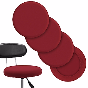 Tatuo Round Bar Stool Seat Covers Washable Stool Cushion Slipcover Elastic Bar Chair Covers for 14-17 Inch Chair (Red, 4 Pieces)