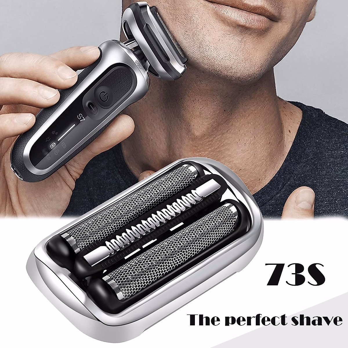 Euitent 73S for Braun Series 7 Replacement Head,73S Foil & Cutter Replace Blade Wet and Dry Suitable for Braun S7 ProSkin 7020s,7025s,7085cc,7089cc,Etc Silver (73S)